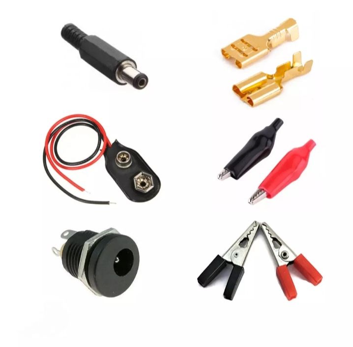 Combo Connector's DC Jack, Alligator clip, 9 Volt Battery Connector and DC Panel Mount Socket ...