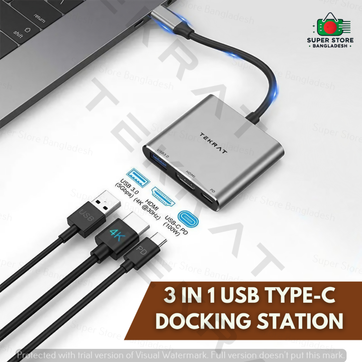 PowerDock 3-in-1 Type-C Multiport Hub with 4K HDMI & Fast USB Expansion ...
