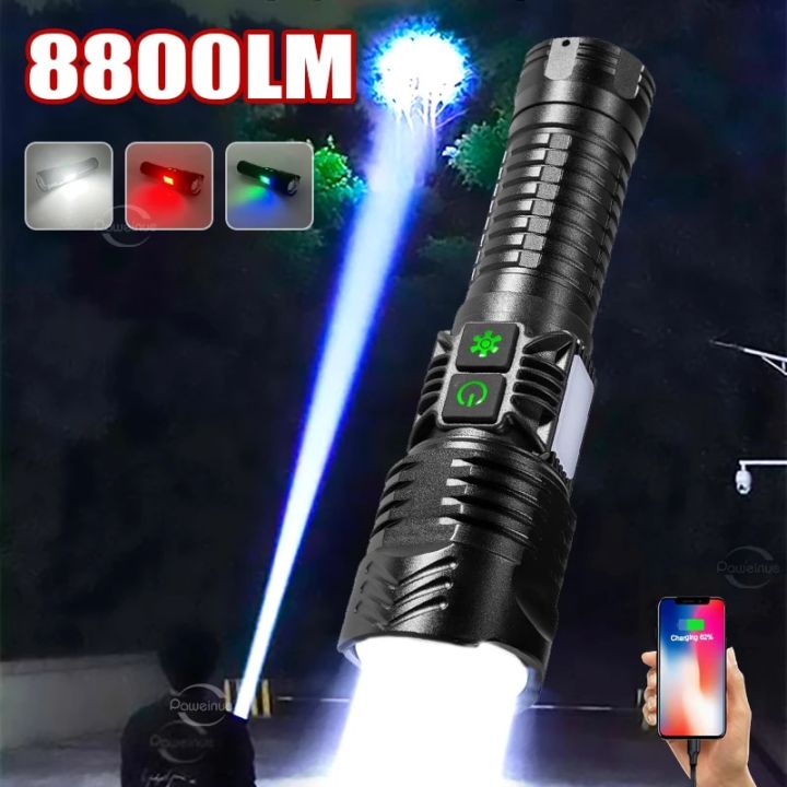 Super 8800LM White Laser Flashlight 2000m Long Range Spotlight Powerful ...
