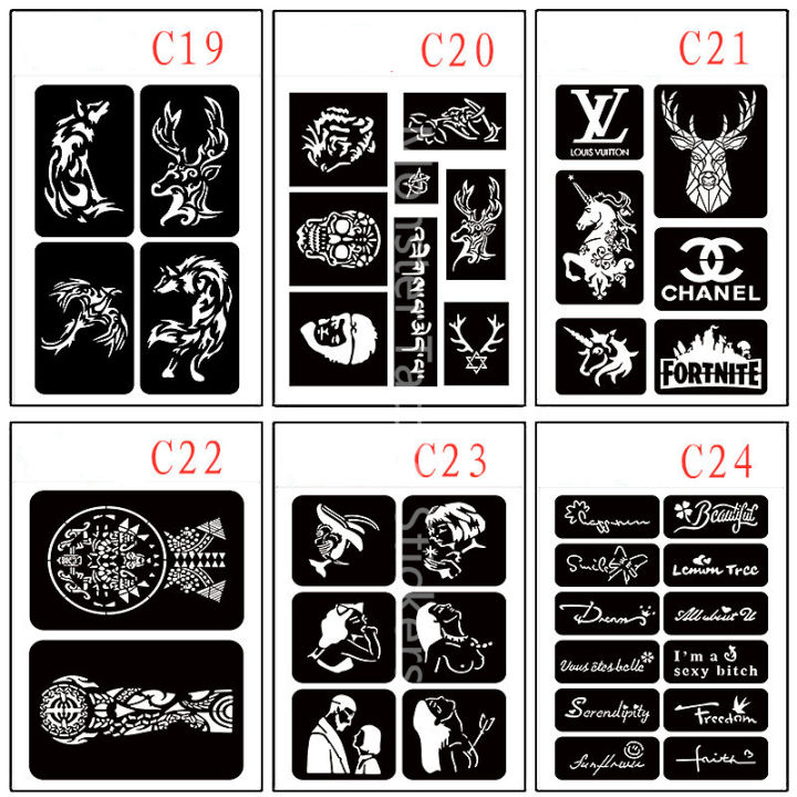 (C19~C24) Tattoo Template Pattern Large Picture Tattoo Hollow Plate Atlas Tattoo Book Temporary ...