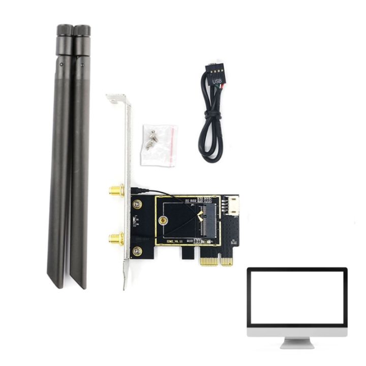 Ngff-M2 Wifi To Adapter With 2 Antennas For 7260 8265 1650 1675x Ax200 ...