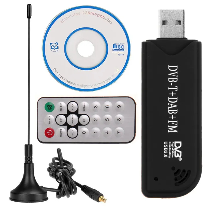 IR Remote Digital satellite USB TV Stick DAB FM DVB-T RTL2832 FC0012 ...