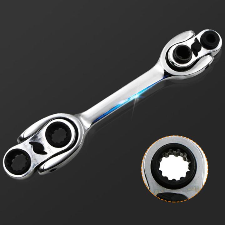 Multifunctional ratchet adjustable spanner double head positive and ...