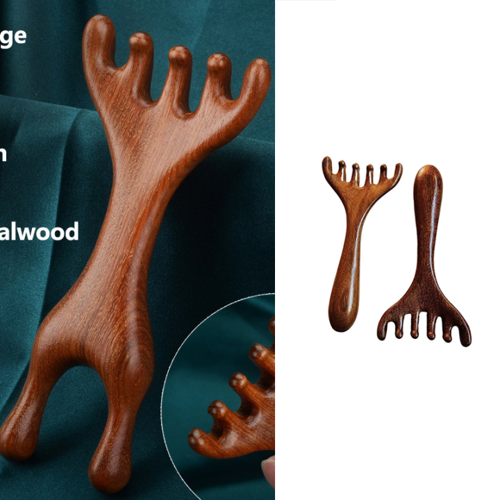 New 2024 Antler Massage Comb Five Claw Head Treatment Scraping ...