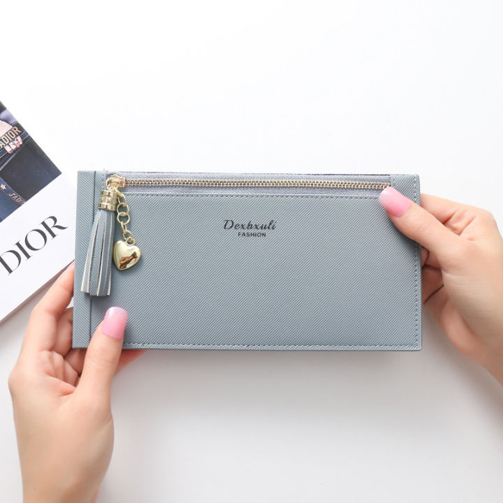 Women Tassel Multi-slots 15 Card Slots Card Holder Zipper Wallet Purse ...