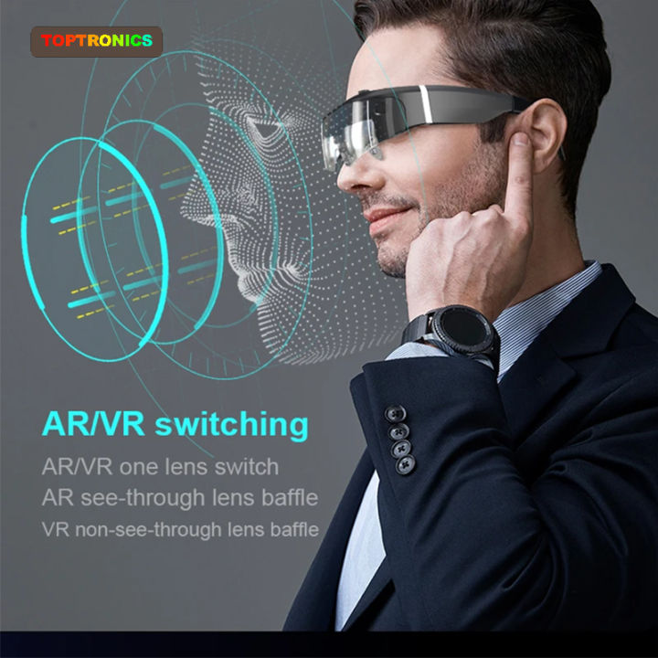 Newest All-in-one Head Mounted Large Memory 3D Android Video Smart Glasses 3DVR OLED Giant ...