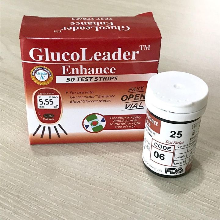 GlucoLeader Enhance RED Strips For Blood Glucose Monitor -50 Test ...