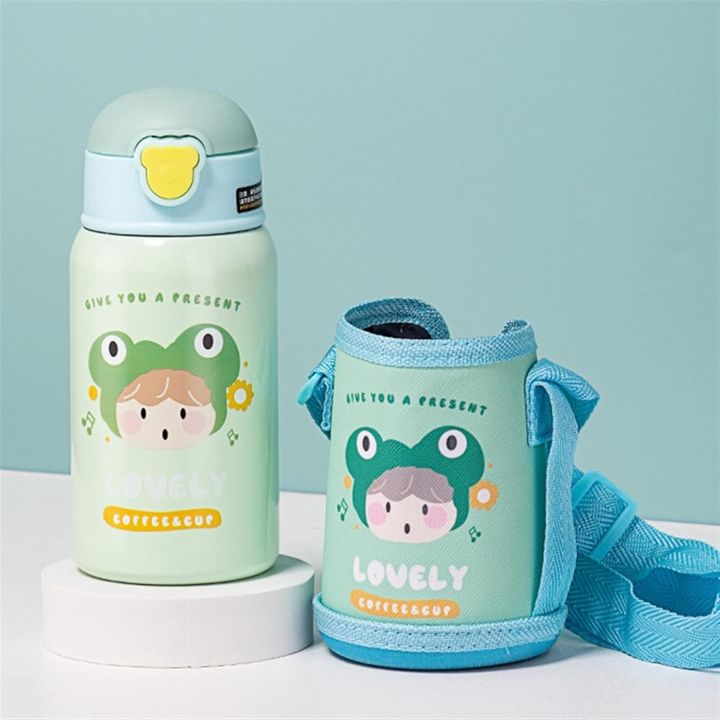 400ml Kids Stainless Steel Straw Thermos Mug With Case Cartoon Leak-Proof Vacuum Flask Children ...