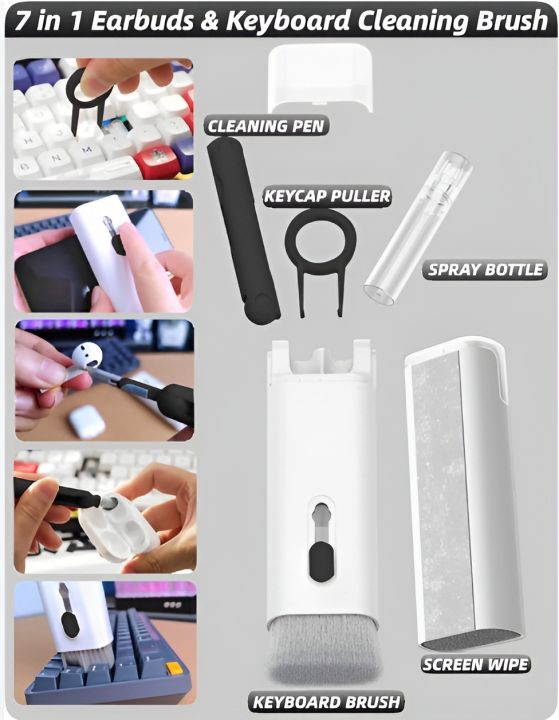 7-in-1 Computer Keyboard Cleaner Brush Kit Earphone Cleaning Pen for ...