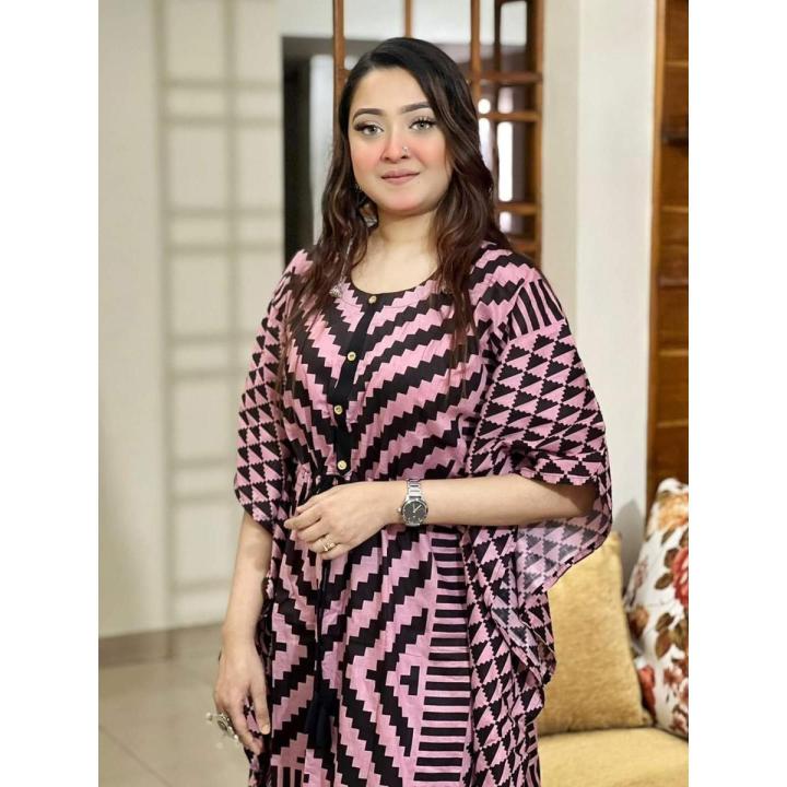 Screen Print Linen Kaftan | Daraz.com.bd