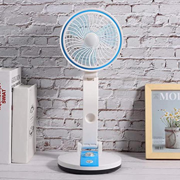 Folding Rechargeable Table Fan with LED Light Desktop Portable Mini Fan ...