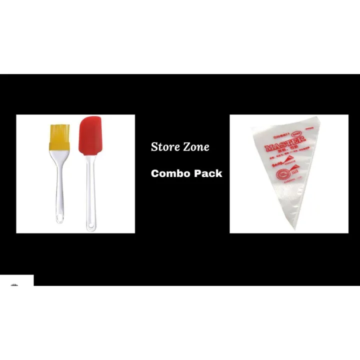 Silicone Spatula with Pastry Brush & Pipping bags Combo pack set of 3 ...