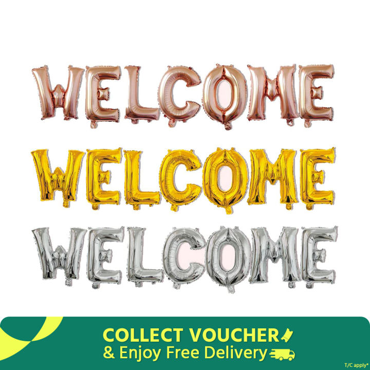 Welcome Foil Balloons Banner Office and Home School Party Decorations ...