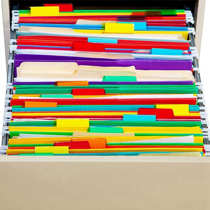 Hanging File Tabs-120 x file folder tabs(Red, orange, yellow, green ...