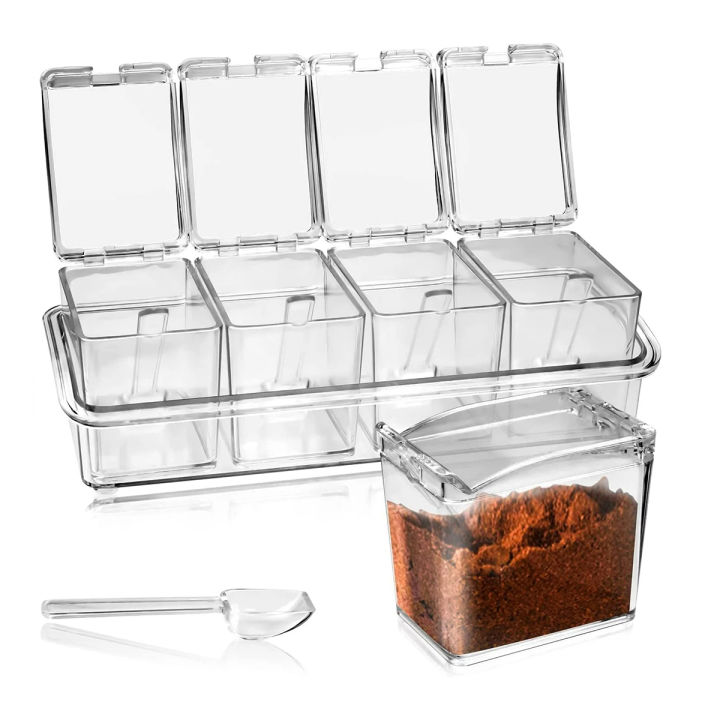 HIGH QUALITY PLASTIC 4 PCS CRYSTAL MASLA BOX WITH STAY. | Daraz.com.bd
