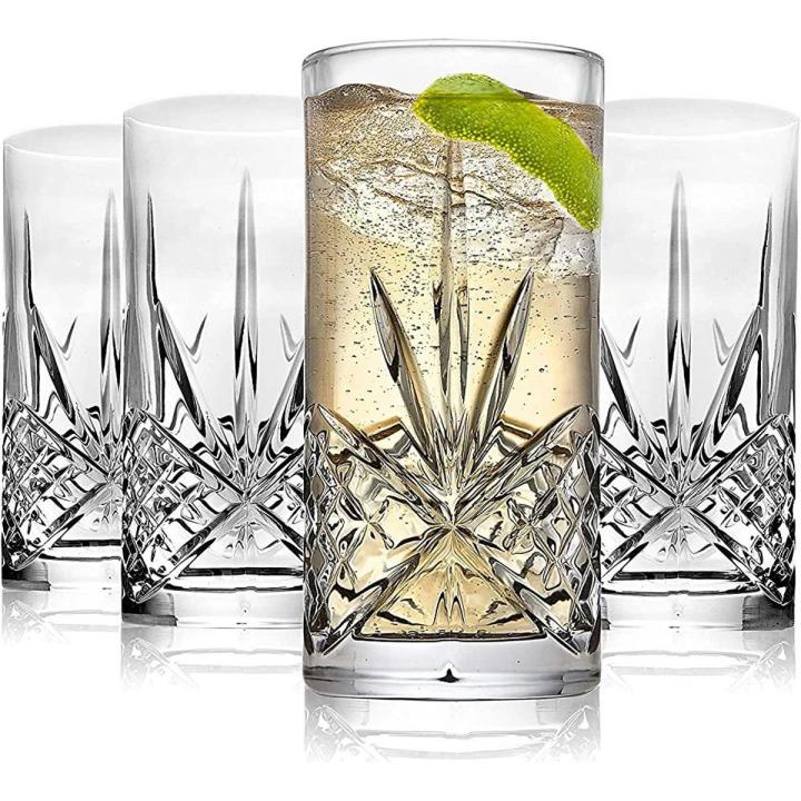 Crystal Glass Drinkware Set (Highball Cocktail Tumbler (340ml) - 6 ...