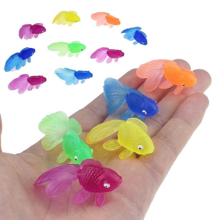 10Pcs/lot Colorful Simulation Goldfish Model Soft Rubber Gold Fish ...