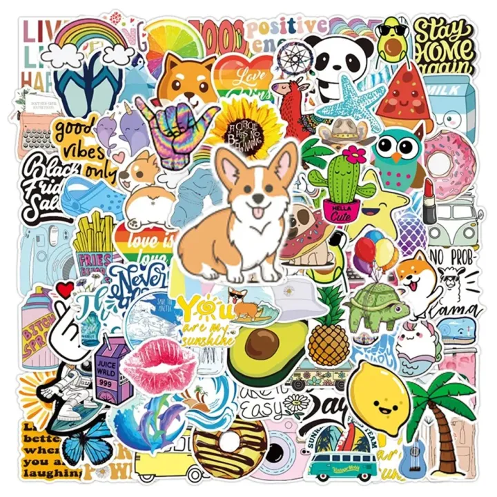 100 PCs Stickers Water Bottles Sticker Aesthetic Waterproof Cute Vsco ...
