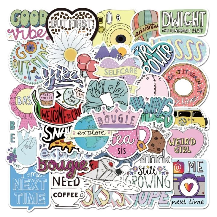 【3C VictoryEagle】50Pcs Vsco Sticker Hydro Flask Water Bottle Vinyl ...