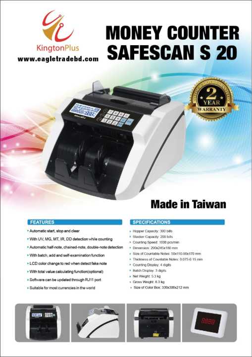 Safescan s20 Money counting machine with fake note detector | Daraz.com.bd