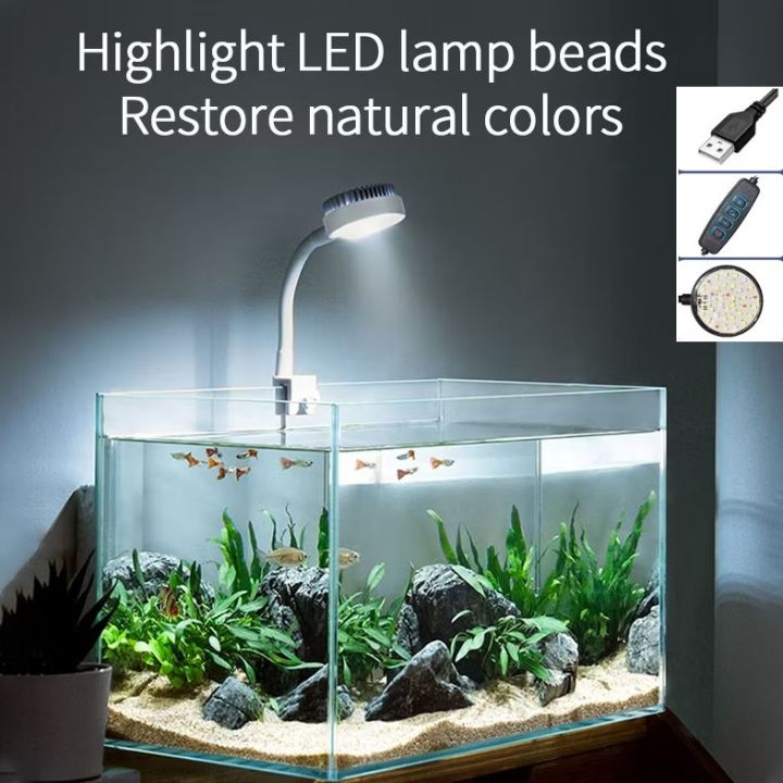 3-Mode adjustable Aquarium USB Clip Lamp Fish Tank Kits clip Night ...