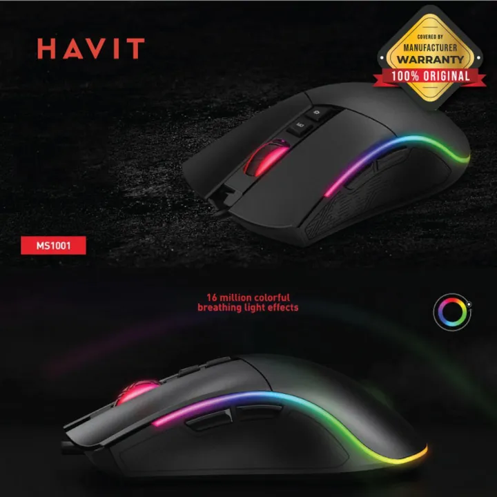 Havit MS1001S RGB Backlit Programmable Gaming mouse | Daraz.com.bd