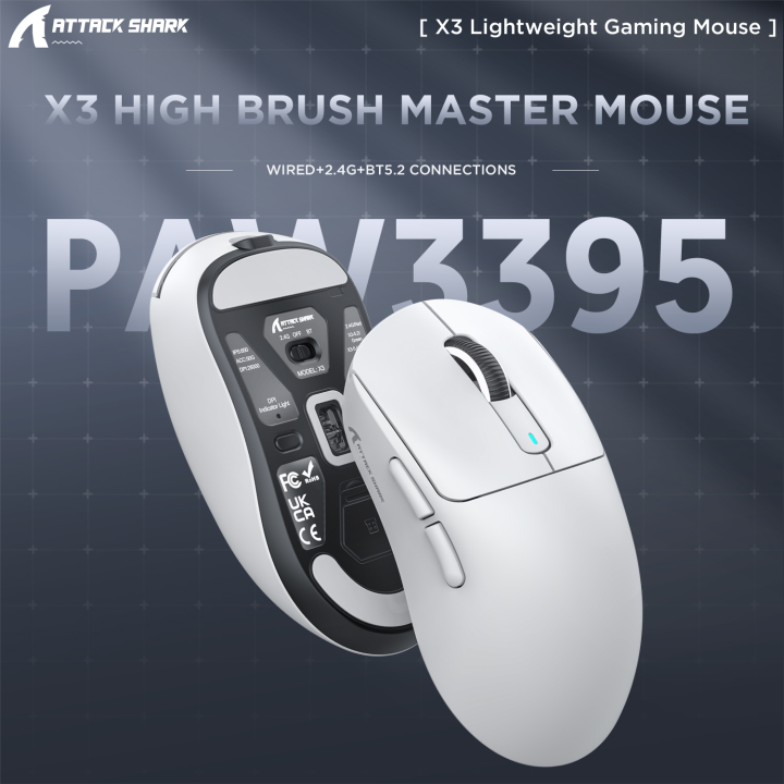 X3 PixArt PAW3395 Bluetooth Mouse 2.4G Tri-Mode Connection, 26000dpi ...