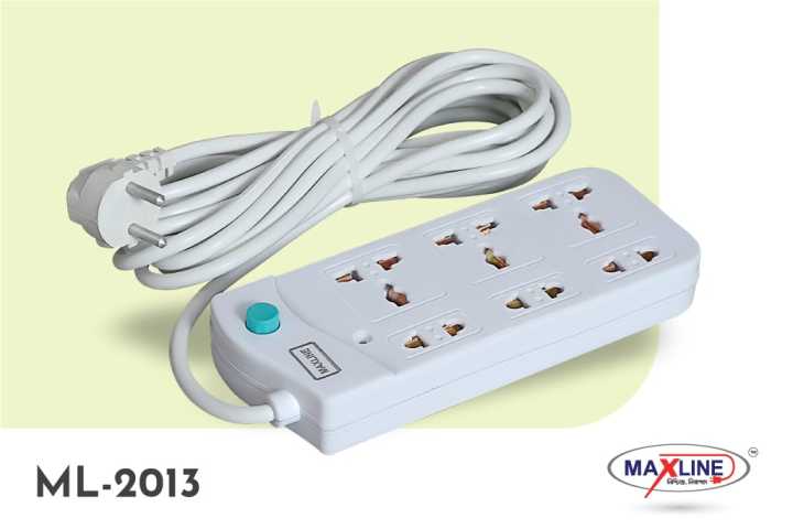 Multi Plug Maxline ML-2013 Extention Socket 6 Port Power Strip ...