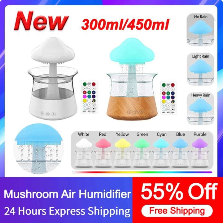 New Mushroom Rain Air Humidifier Rain Cloud Design 7 Colorful Night ...