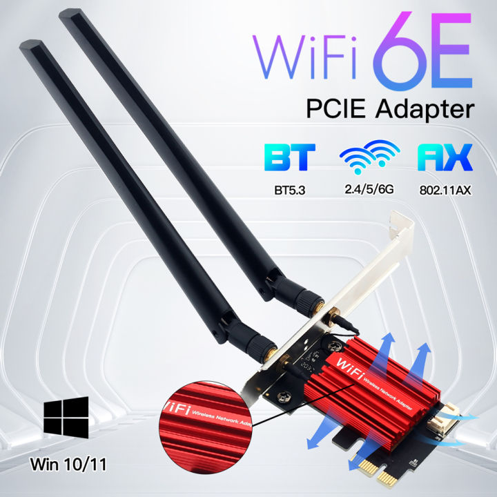 Wifi 6E AX210 PCIE Wifi Adapter 5400Mbps Wireless Ethernet Network Card BT 5.3 2.4G/5G/6GHz Dual ...