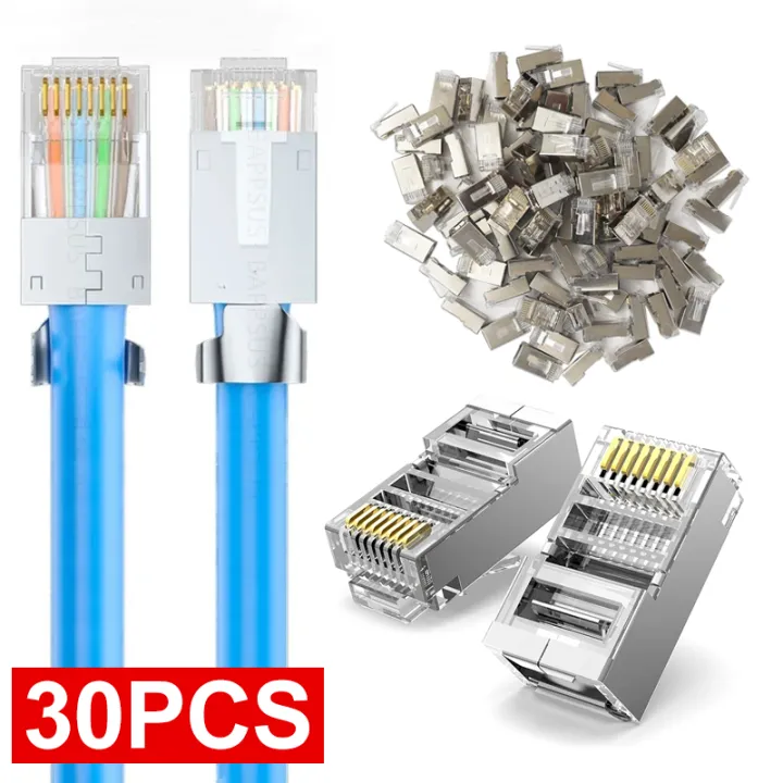 CAT6 CAT7 CAT5 RJ45 Shielded Connectors Pass Through Modular Plug ...