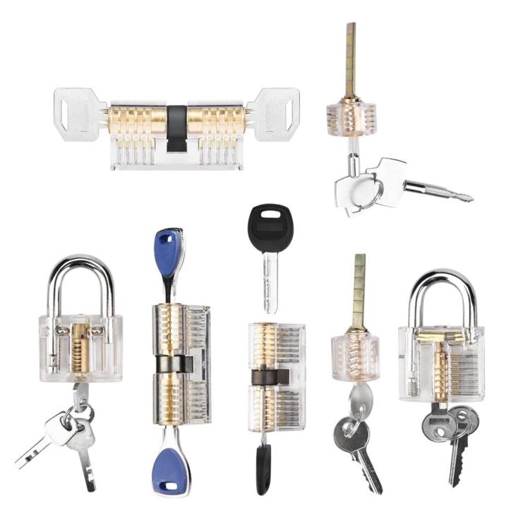 7pcs Acrylic Multi Type Lock Transparent Padlock with Training Lock ...