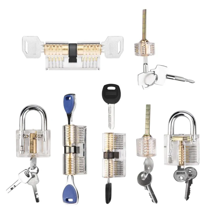 7pcs Acrylic Multi Type Lock Transparent Padlock with Training Lock ...
