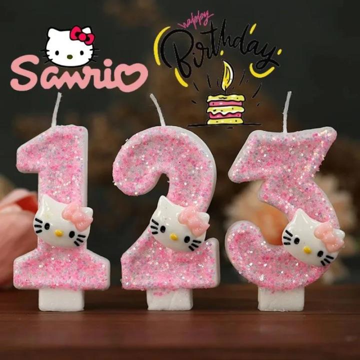 Kawaii Hello Kitty Number Birthday Candle Sanrio Kitty Cat Digital ...