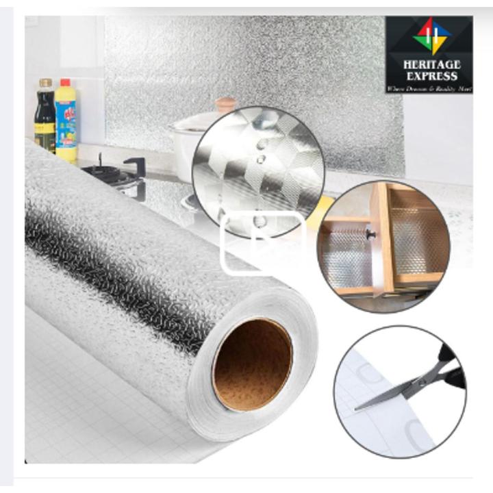 60CMx150 CM Adhesive Vinyl Silver Oil proof Aluminium Foil Stickers For ...