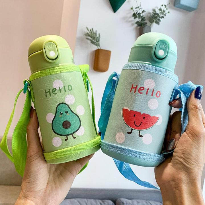 400ml Kids Thermos Mug With Straw Stainless Steel Cartoon Vacuum Flasks ...