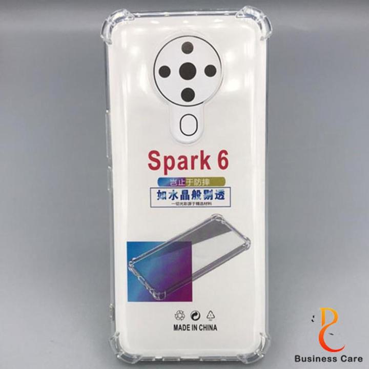 Tecno spark 6 এর জন্য স্বচ্ছ অতিরিক্ত বাম্পার অ্যান্টি শক সফট ক্রিস্টাল ক্লিয়ার কেস ব্যাক কভার ...