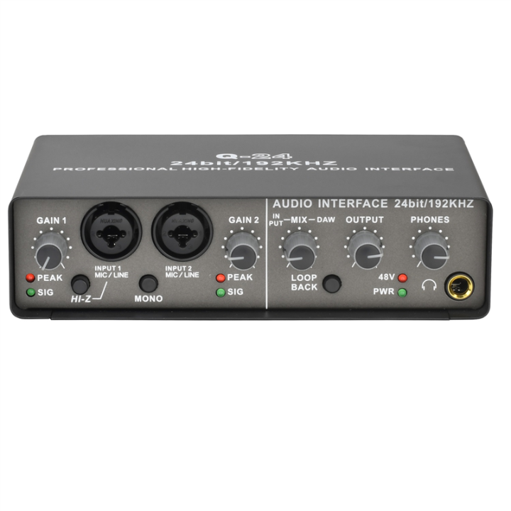 Professional 24Bit 192KHz Audio Interface 2 Input Sound Card for ...