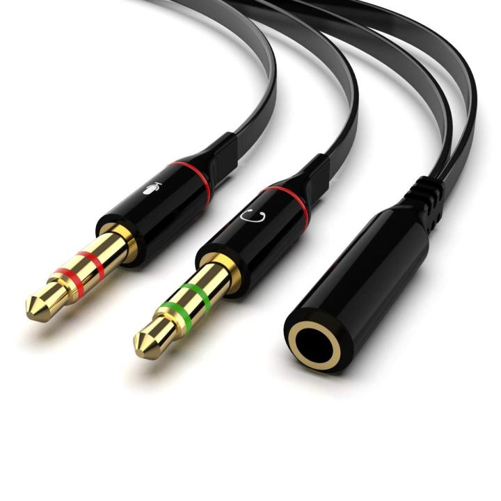 3.5mm Audio Splitter Cable Female to Dual Male Headphone and Mic ...