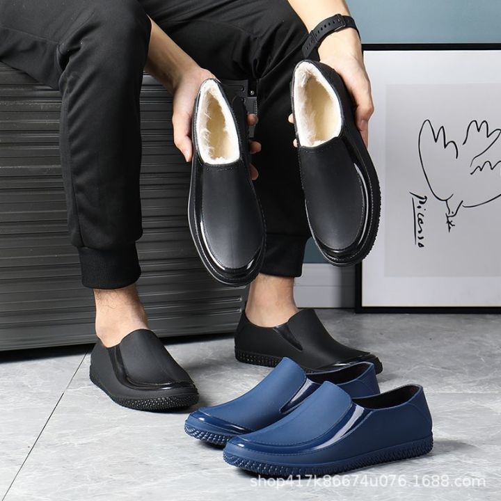 Fashion non-slip rain boots men's low-top work rain boots kitchen work ...