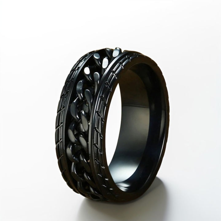 Superman Black Stainless Steel Finger Ring for Men 8mm Width Durable ...