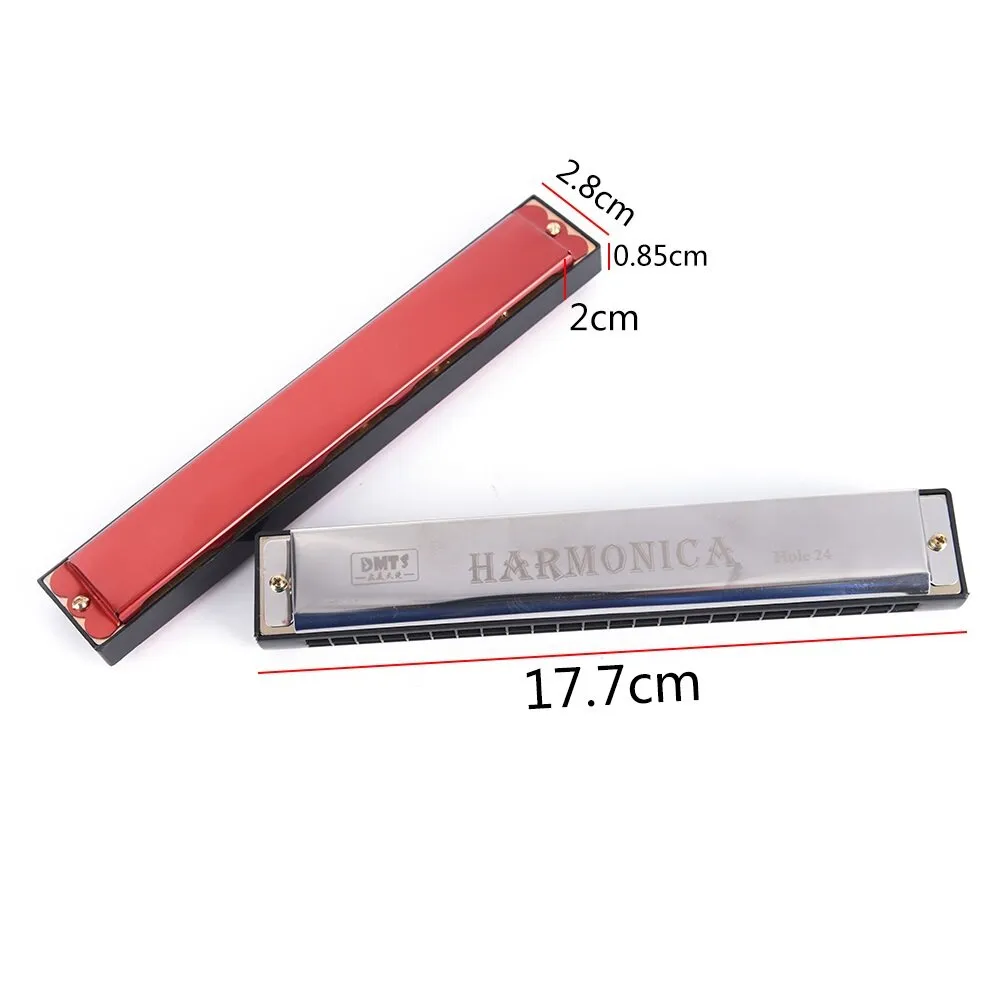24 Hole Key Of C Play Harmonica with White Cover/ Case Tremolo ...