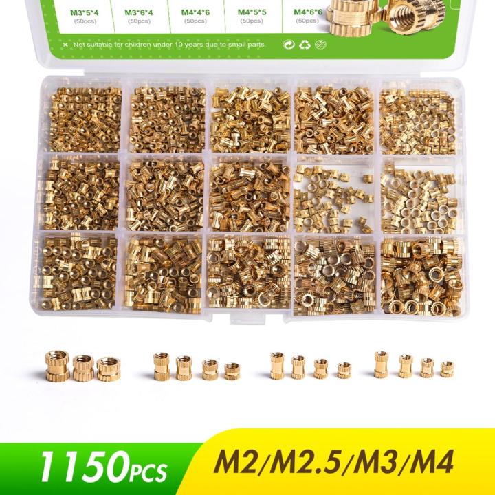 DA ONE 660/1150 Pcs Threaded Insert Embedment Nuts Set M2 M2.5 M3 M4 ...