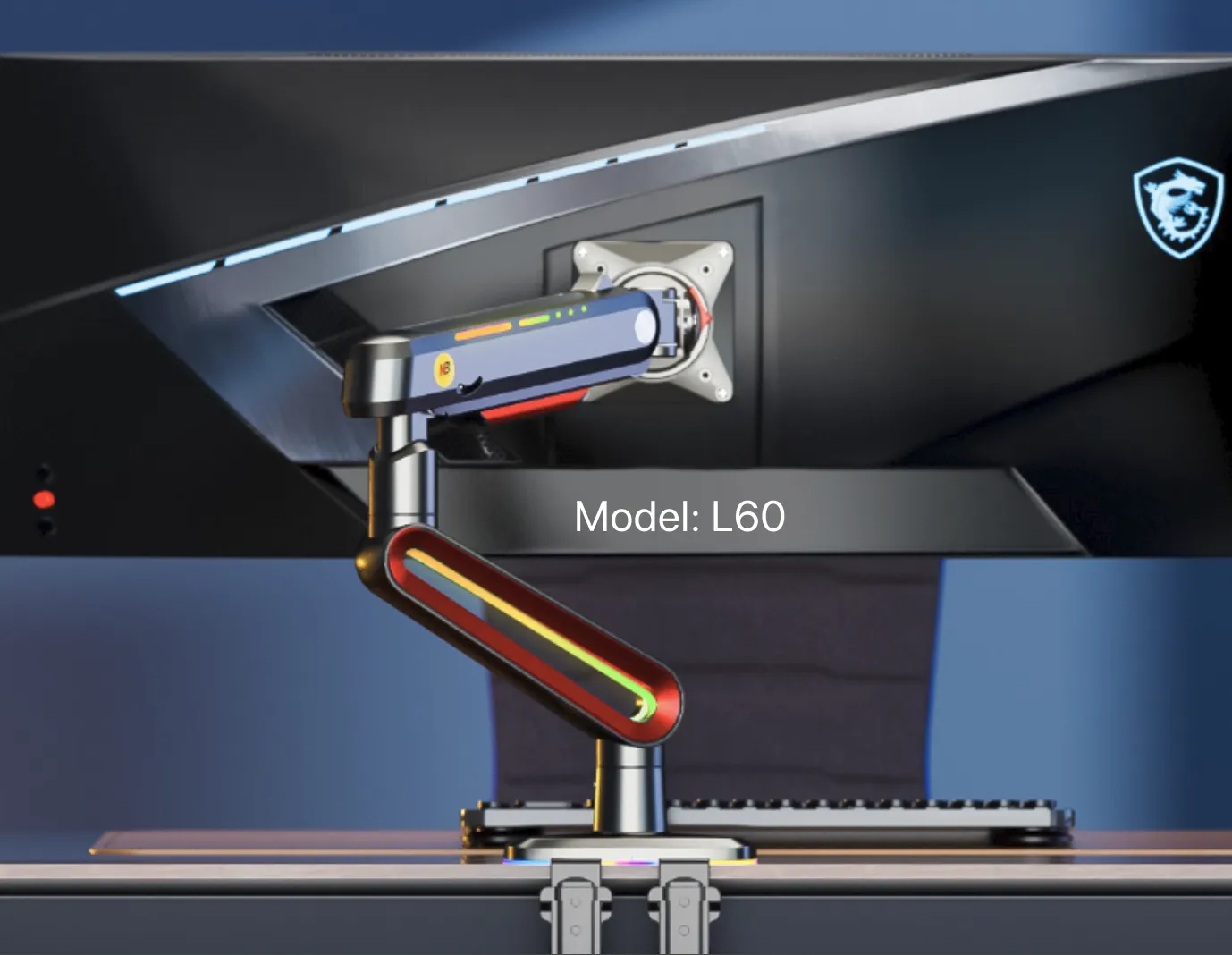 NORTH BAYOU L50-L60-L70 RGB Gaming Monitor Arm 32"-60" Gas Spring Computer LCD Monitor Stand ...