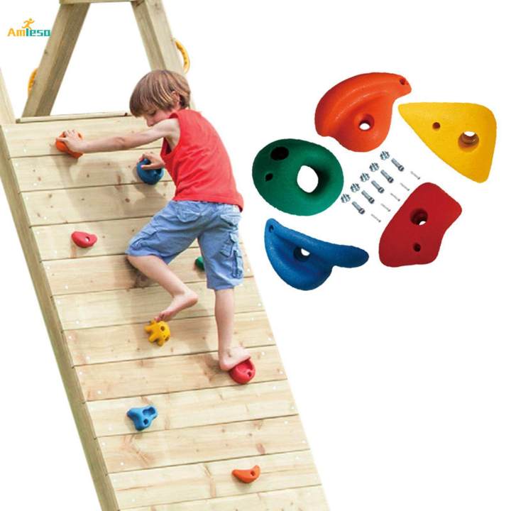 5x Climbing Rocks Kits with Mounting Hardware Rock Wall Holds Climbing ...