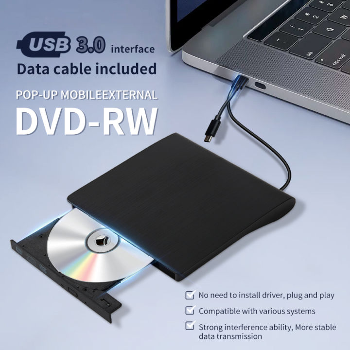 DVD Recorder Portable USB 3.0 Type-c Ultra-thin External Drive Reader ...