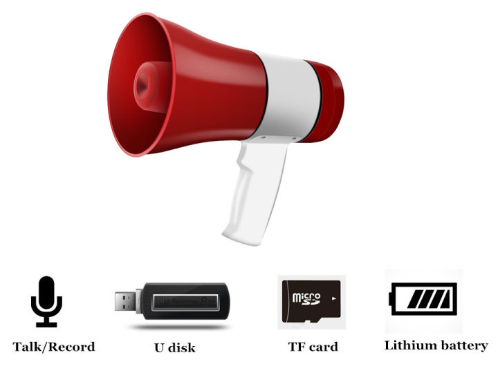 Hand Mike Handheld Lithium 619U Megaphone with USB, TF, Record, Siren ...