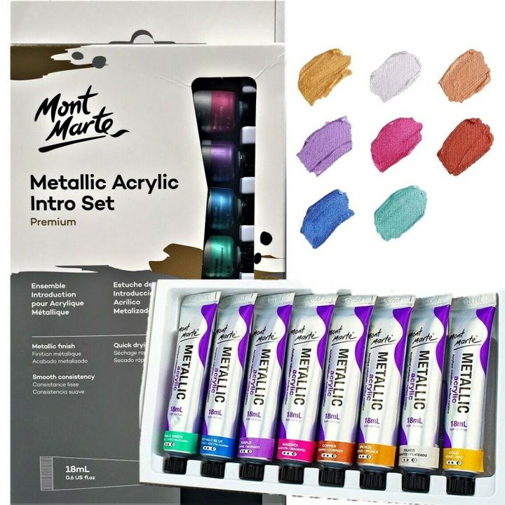 Mont Marte Metallic Acrylic Paint Intro Set 8 Color | Daraz.com.bd