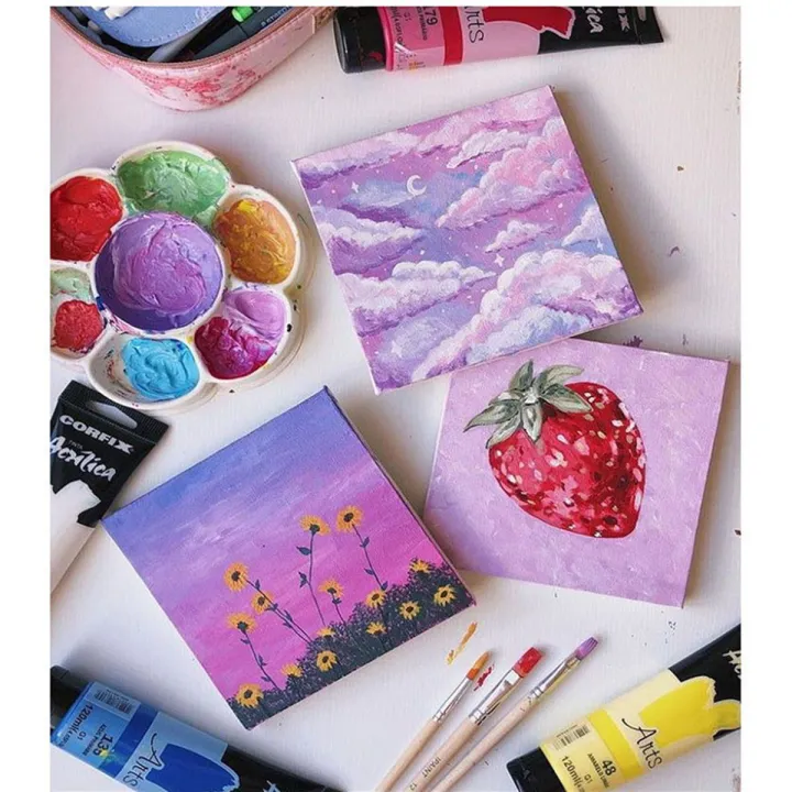Mini Canvas Paper – 4 × 4 Inch | Water & Acrylic Painting Paper | Pack ...
