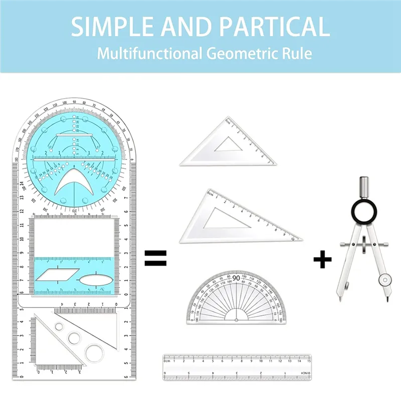 Multifunctional Geometric Ruler, Geometric Drawing Template, Measuring ...